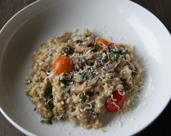 Mushroom and Tomato Oat Risotto - Food with Purpose UHG